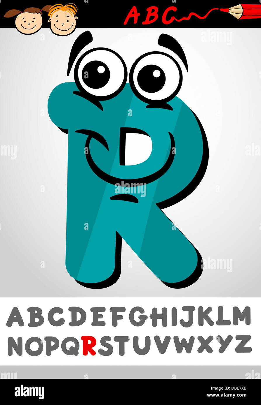 Cartoon Illustration of Cute Capital Letter R from Alphabet for ...