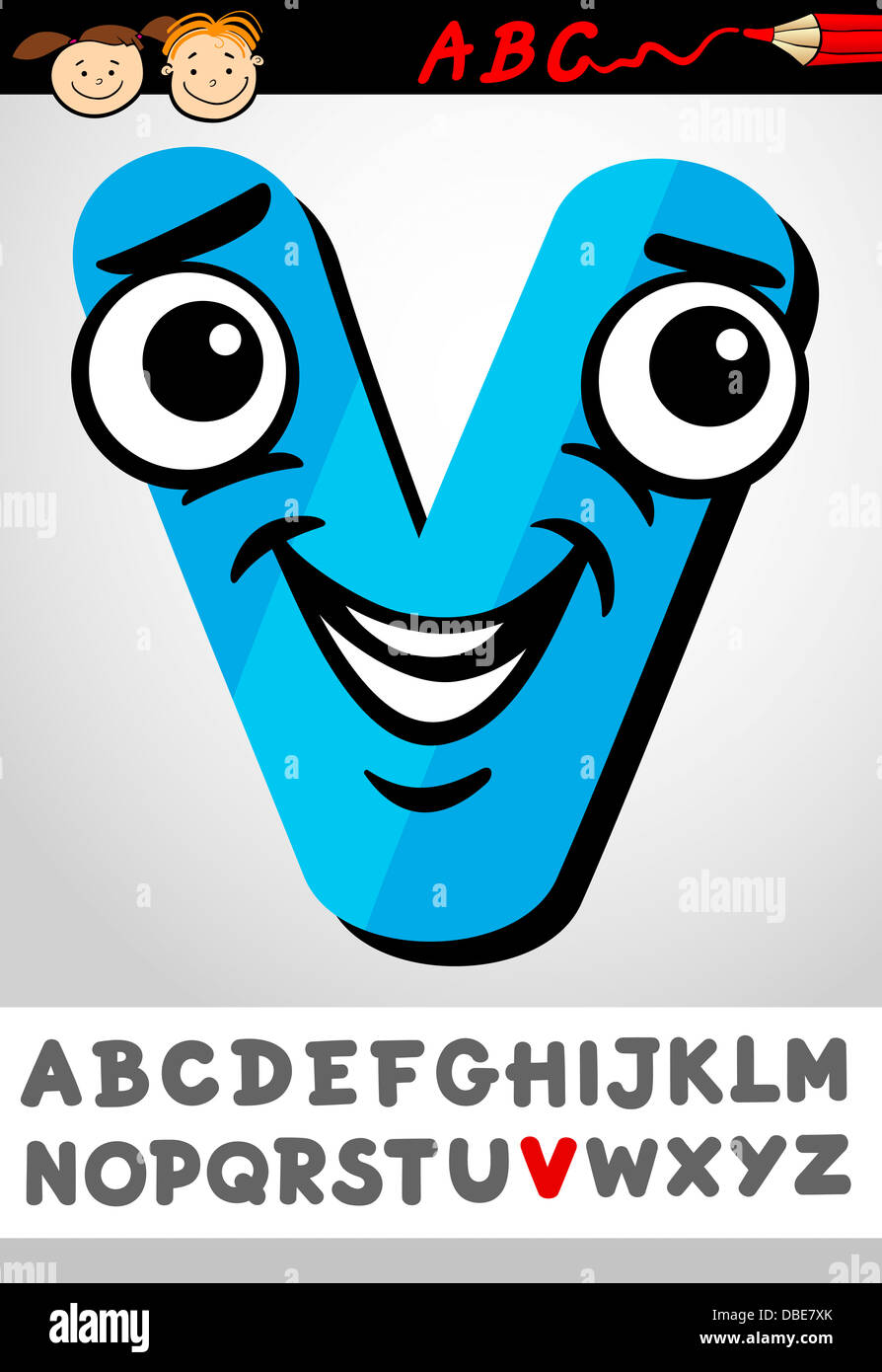 Cartoon Illustration of Cute Capital Letter V from Alphabet for ...
