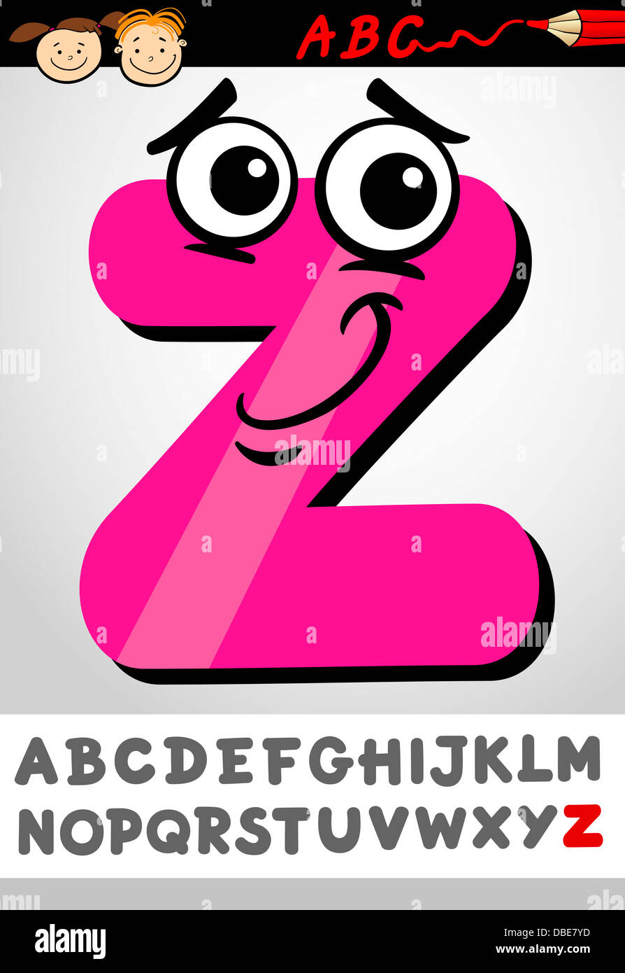 Cartoon Illustration of Cute Capital Letter Z from Alphabet for ...