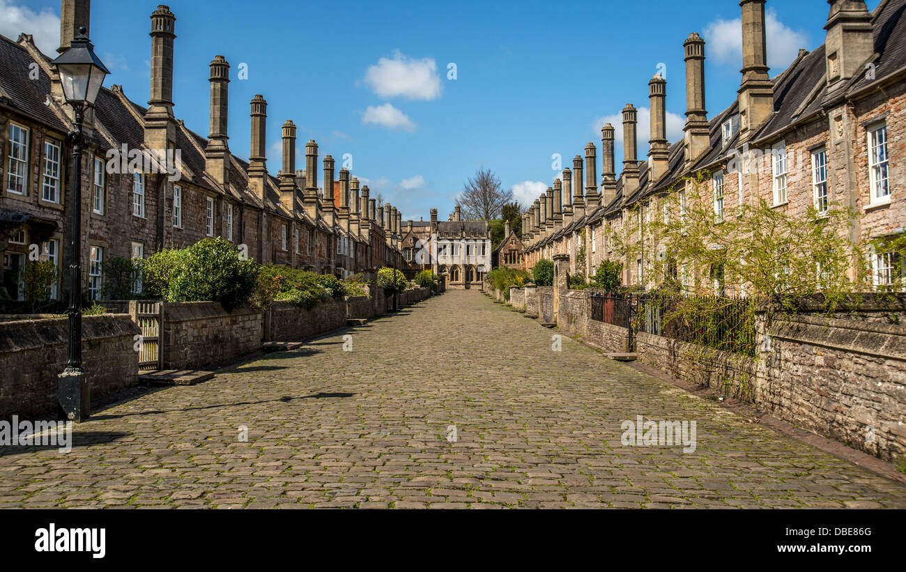 Vicar's Close near Wells Cathedral, Somerset, UK. The oldest medieval ...
