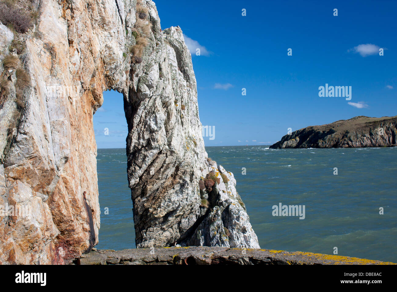 Natural rock arch sea arch Porth Wen Near Amlwch North coast of ...