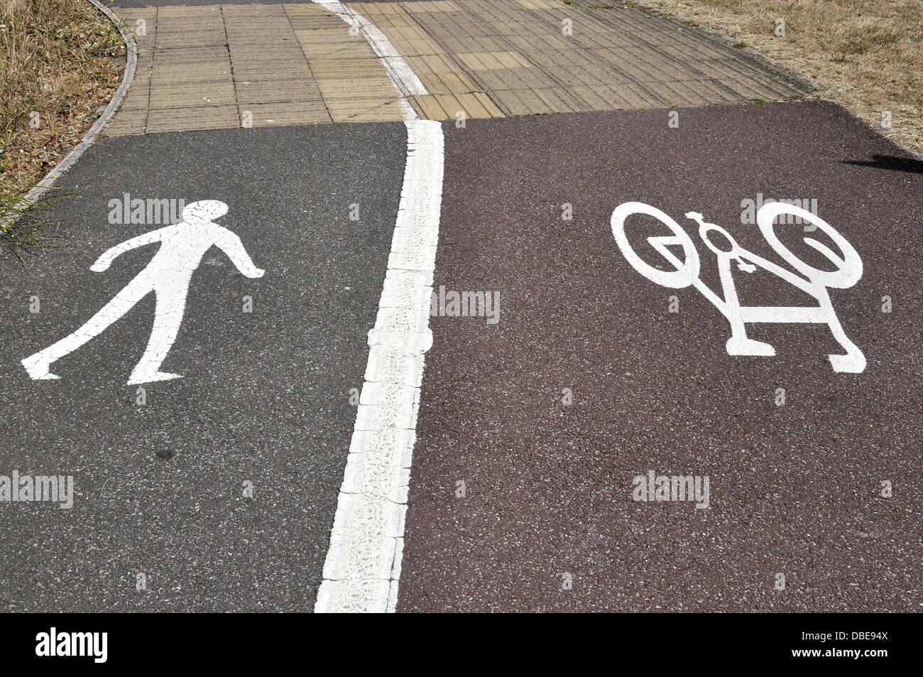 Pedestrian and cycle paths marked as such Stock Photo - Alamy
