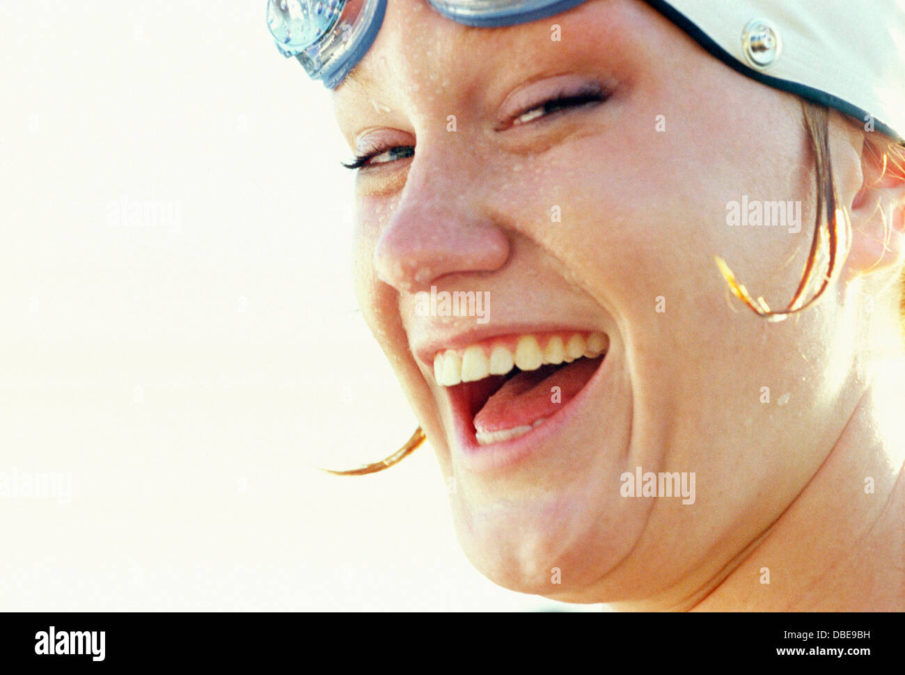 Female swimmer wearing swim cap hi-res stock photography and images - Alamy