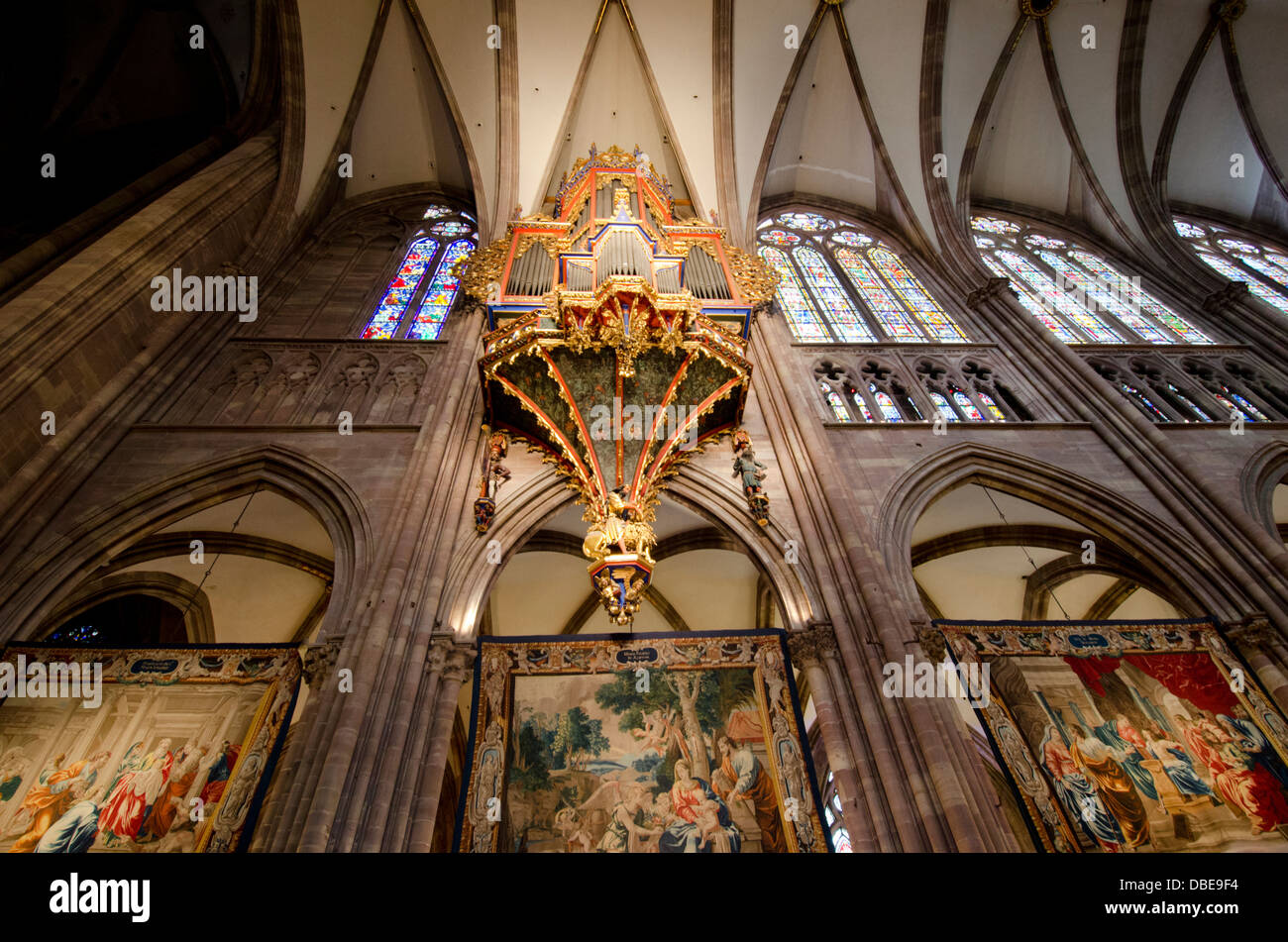 France, Alsace, Strasbourg. Interior of Strasbourg Cathedral, circa ...