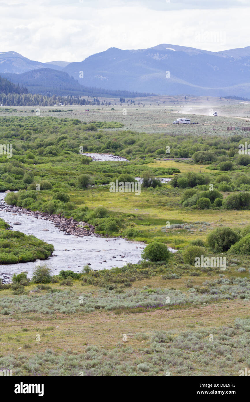 Small valley with river in Colorado Rockies Stock Photo - Alamy