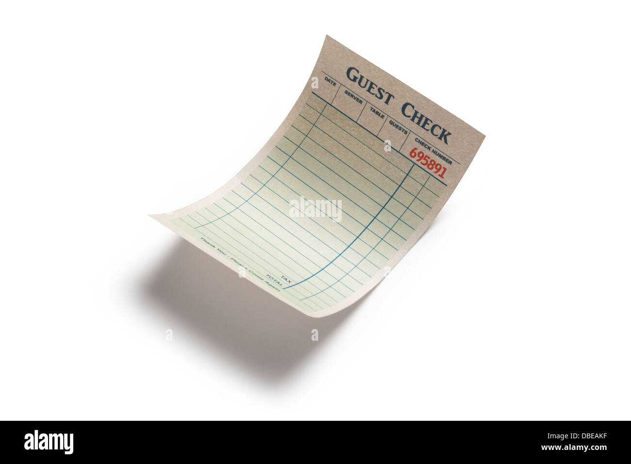 Blank Guest Check, concept of restaurant expense Stock Photo - Alamy