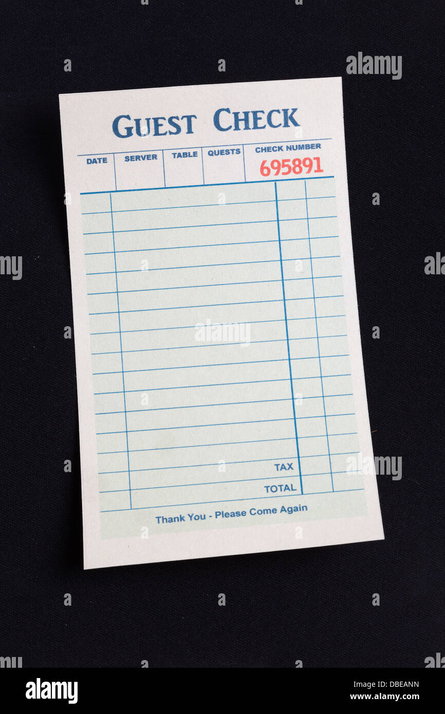 Blank Guest Check, concept of restaurant expense Stock Photo - Alamy