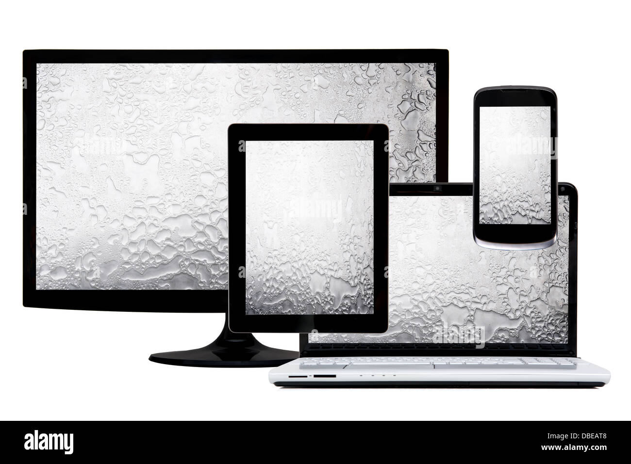 Laptop, tablet, Tv and phone isolated in white Stock Photo - Alamy