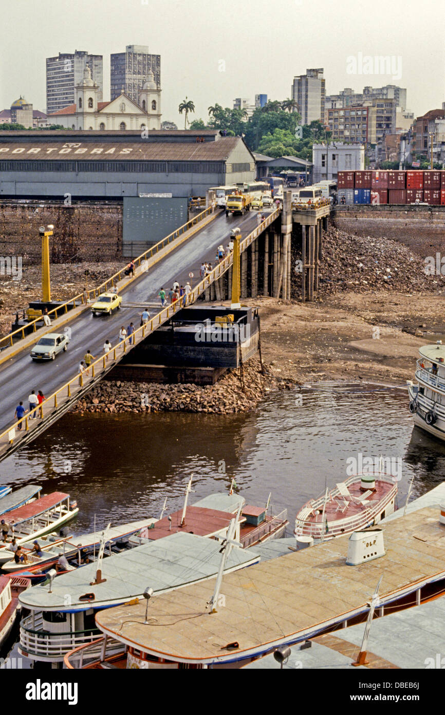 The floating dock at the harbor in Manaus Brazil on the Amazon River ...