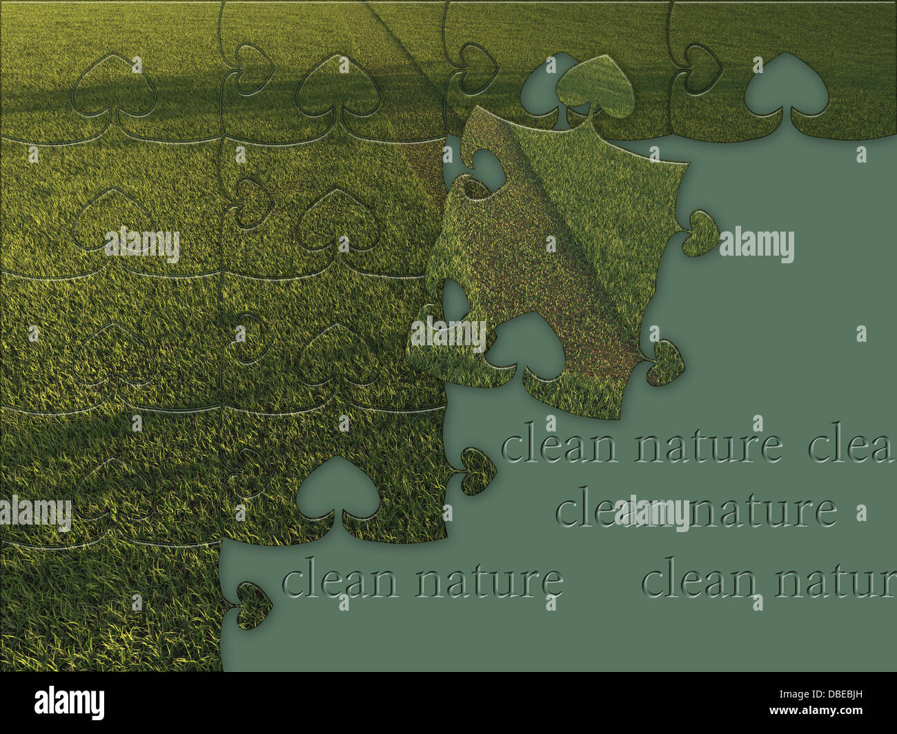 Green grass jigsaw puzzle made in 3d software Stock Photo - Alamy