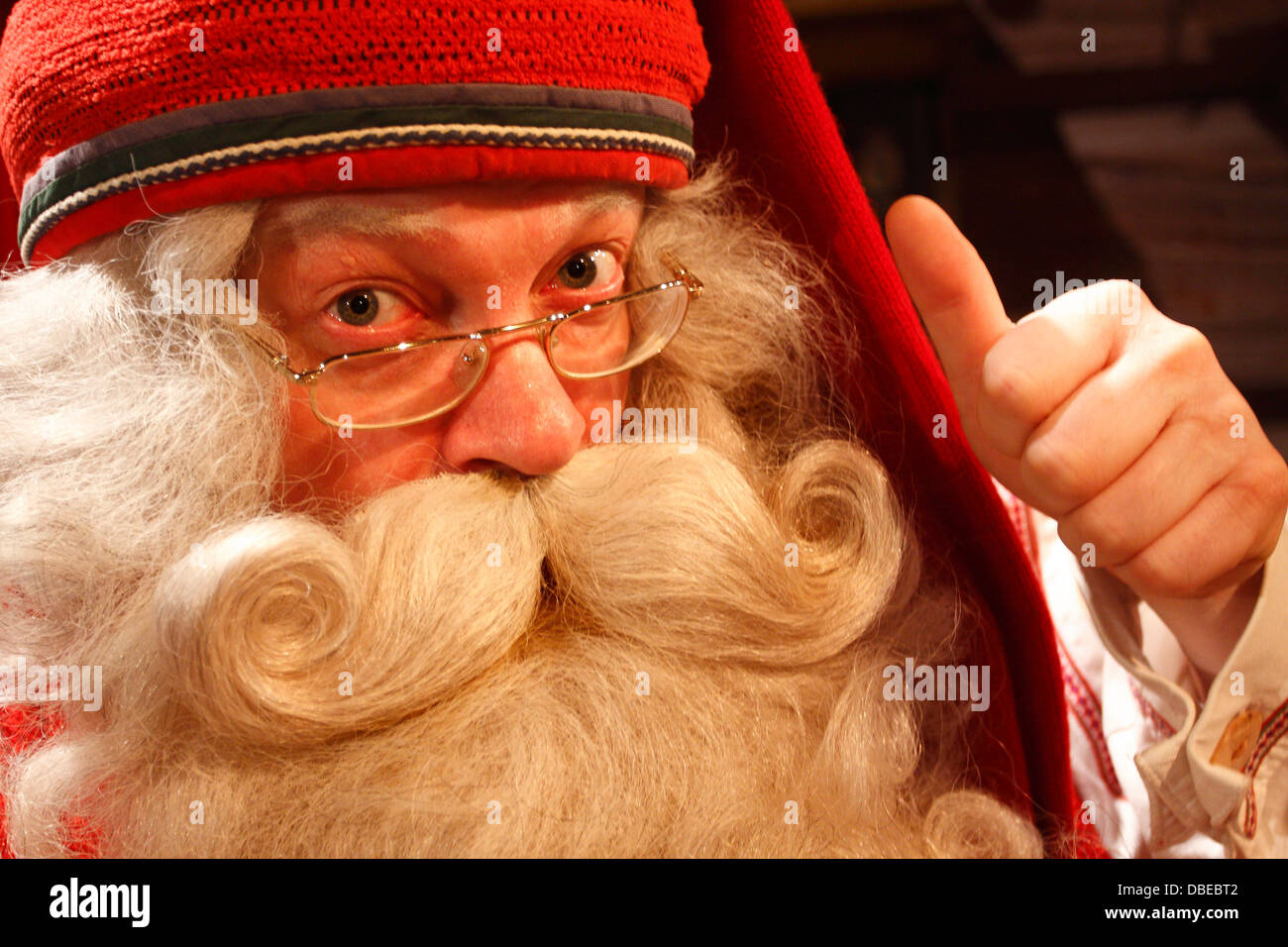 Santa Claus giving thumb up in Rovaniemi, Lapland, Finland – Christmas ...