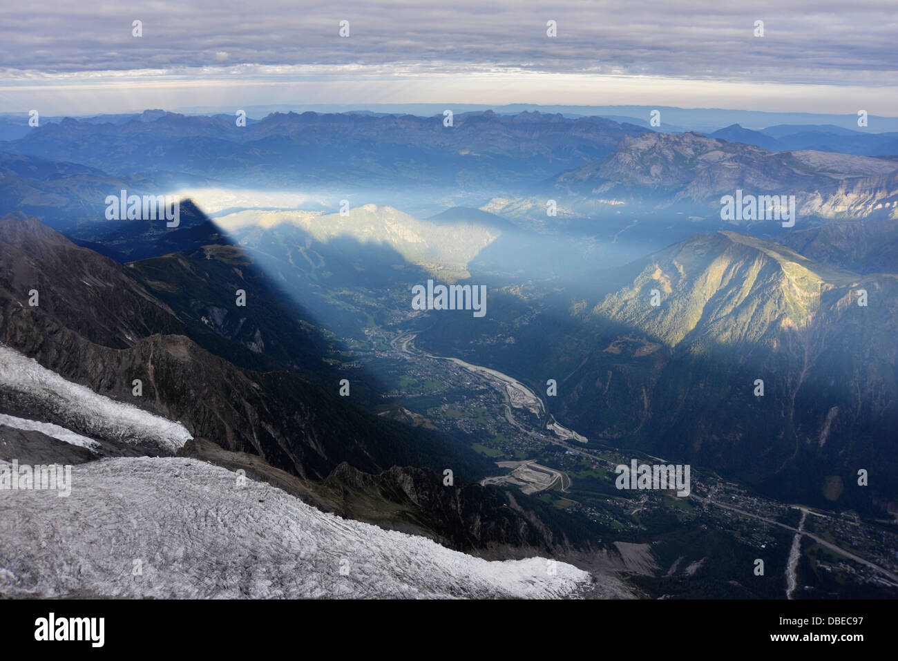 Europe, France, French Alps, Haute-Savoie, Chamonix, view of Chamonix ...