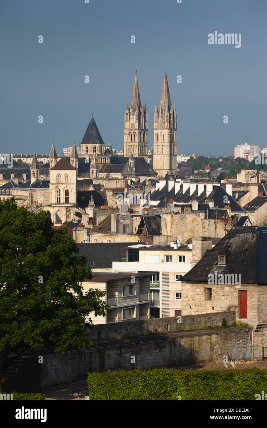 France, Normandy, Caen, elevated city view from the Chateau de Guillame ...