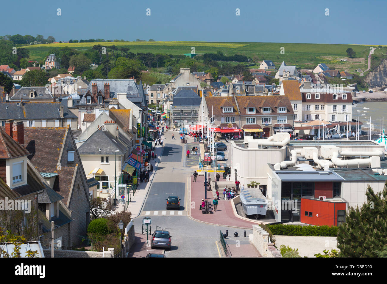 France, Normandy, D-Day Beaches Area, Arromanches les Bains, elevated ...