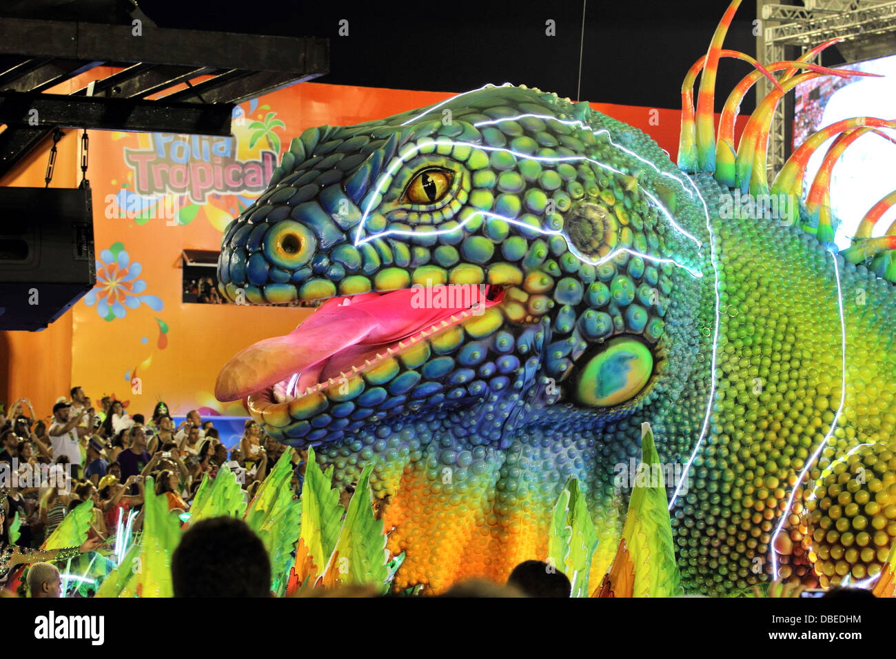 A giant float of a lizard in the Sambadrome during Carnival in Rio de ...