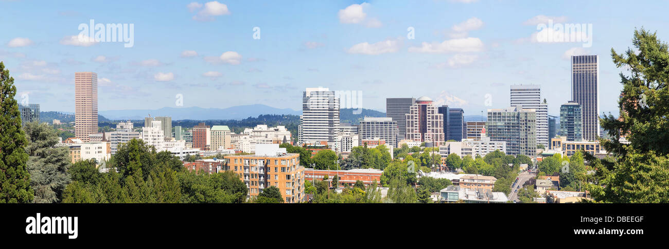 Portland Oregon Downtown Cityscape Skyline with Mount Hood Panorama ...