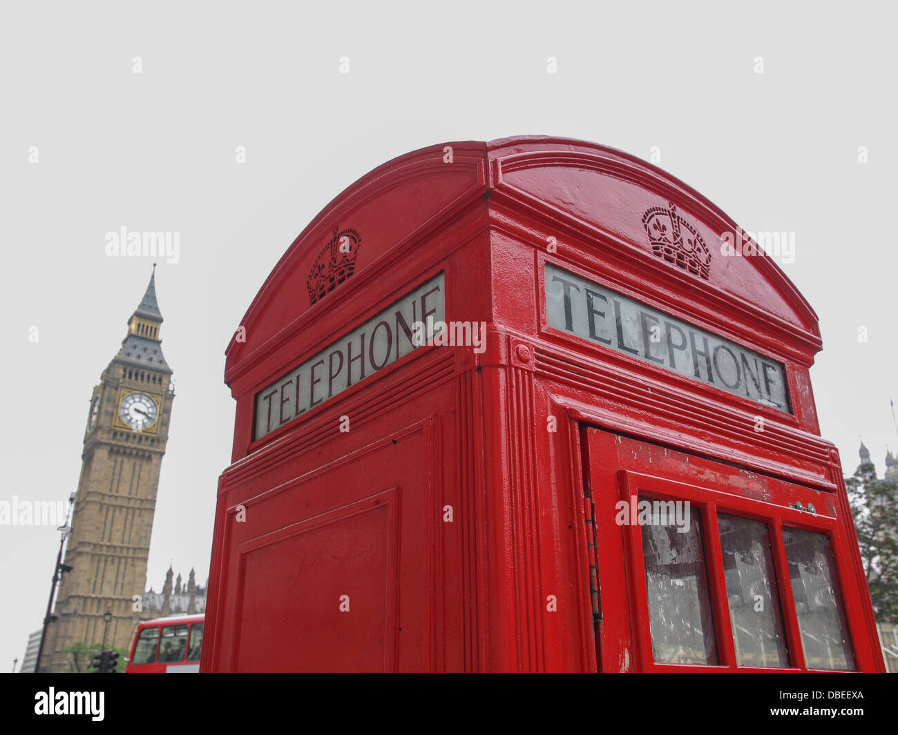 Traditional red telephone box in London UK Stock Photo - Alamy