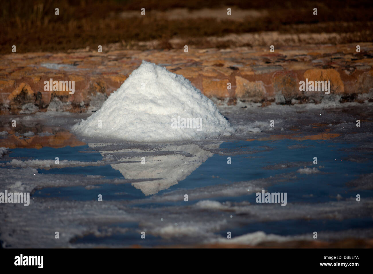 Pile of salt at the Salinas de Hortales salt mine in Prado del Rey ...