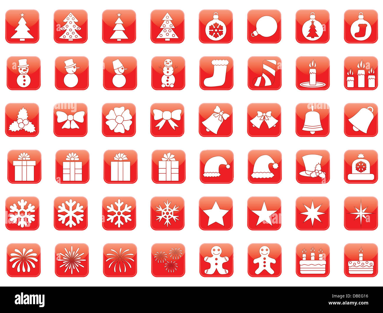 set of red Christmas icons Stock Photo - Alamy