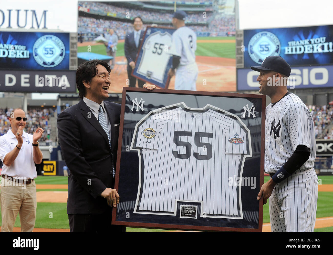 The Bronx, New York, USA. 28th , 2013. Hideki Matsui, Derek Jeter ...