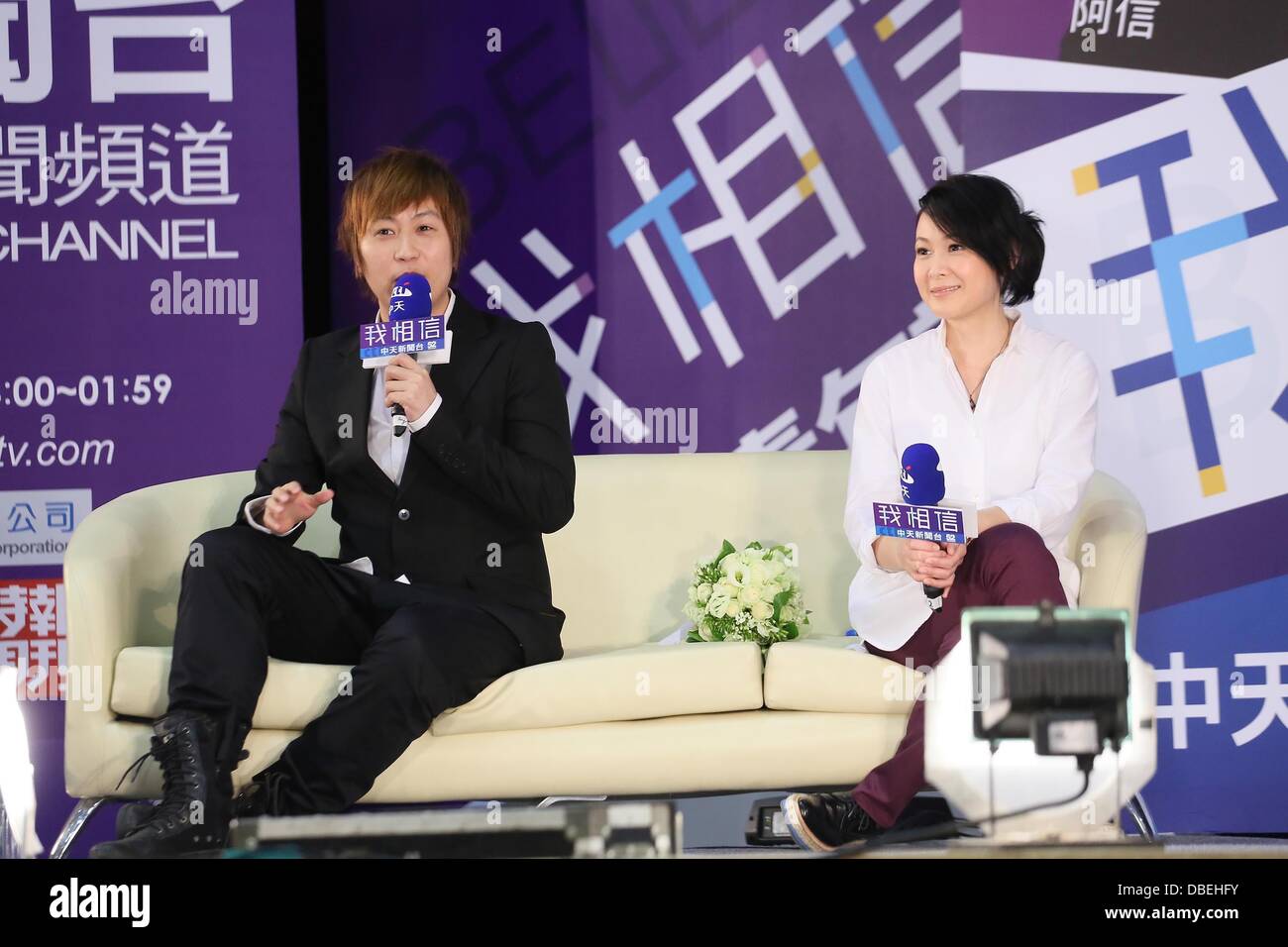 Singer Ashin and Ren`e Liu attend the talk show hosted by Chen Wenqian ...