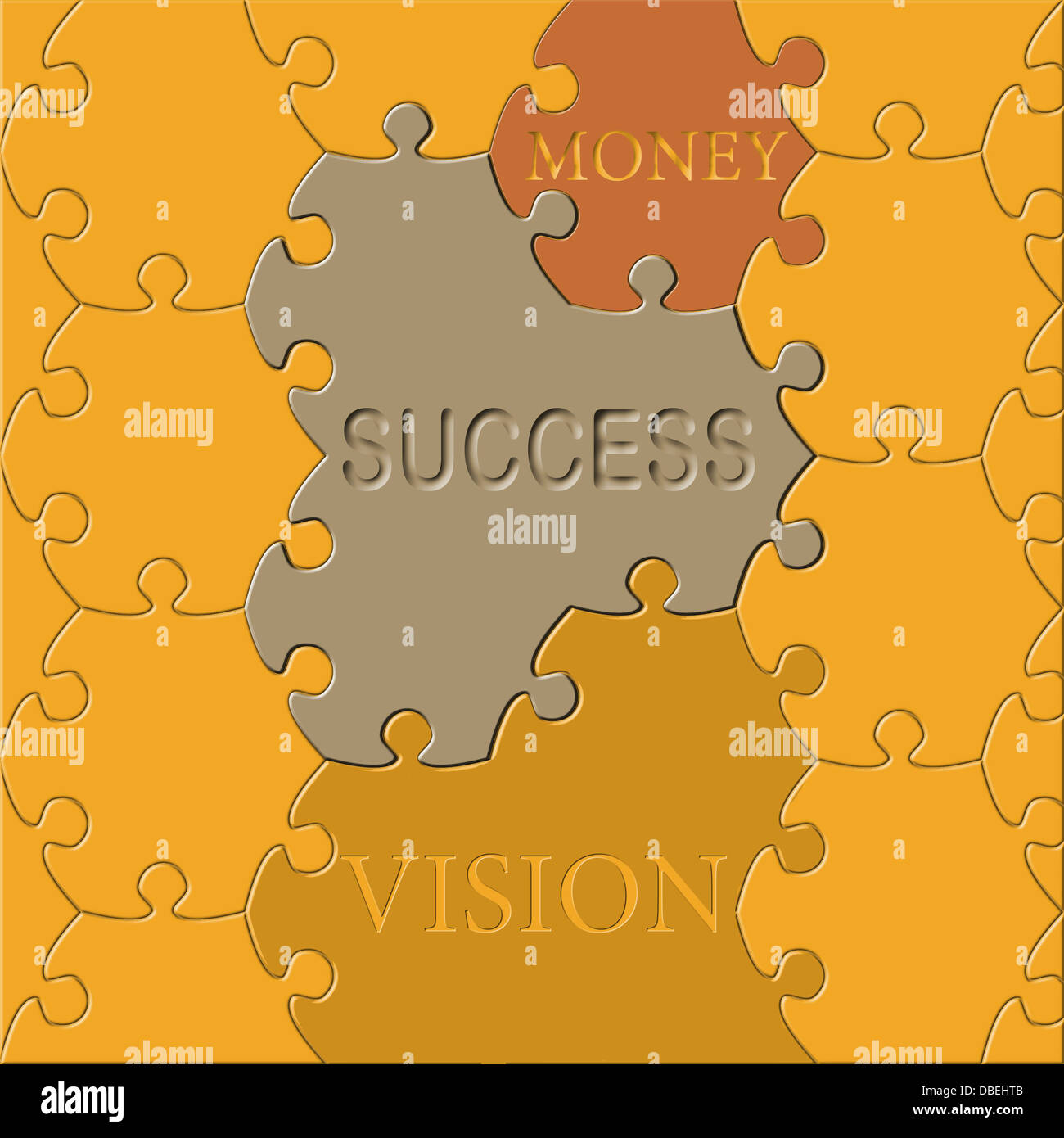 jigsaw puzzle success-money-vision made in 2d software Stock Photo - Alamy