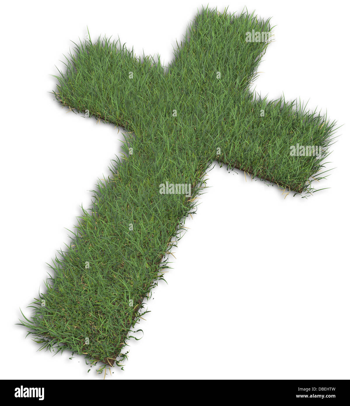 cross made from grass designed in 3d software isolated on white Stock ...