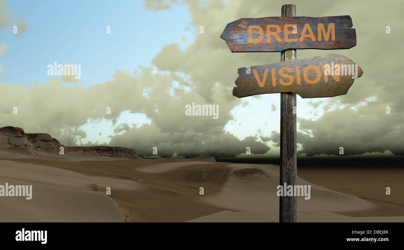 sign direction DREAM - VISION made in 3d software Stock Photo - Alamy