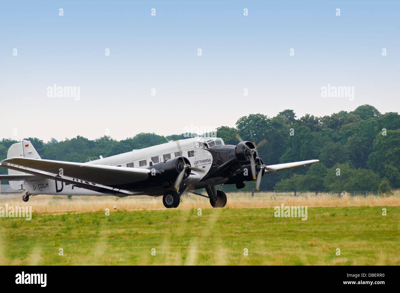 Junkers JU 52, historic German propeller aircraft starting Stock Photo ...