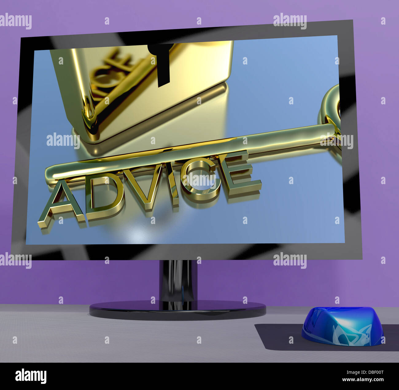 Advice Key On Computer Screen Showing Assistance Stock Photo - Alamy