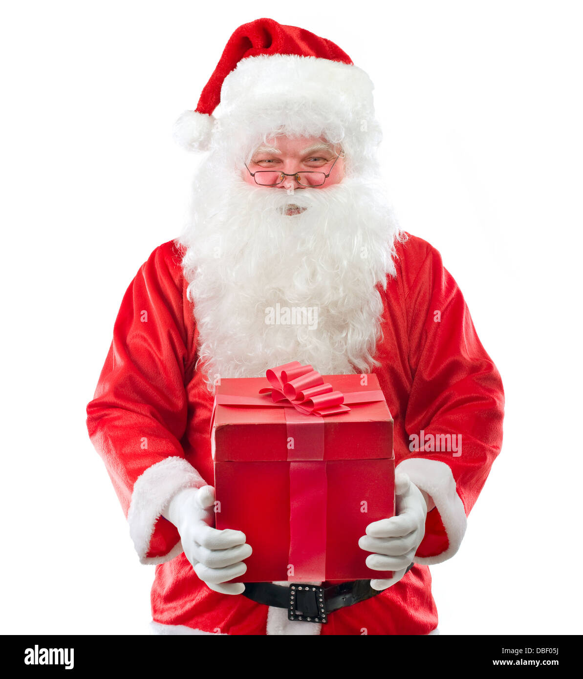 Santa Claus with Christmas Gift Stock Photo - Alamy