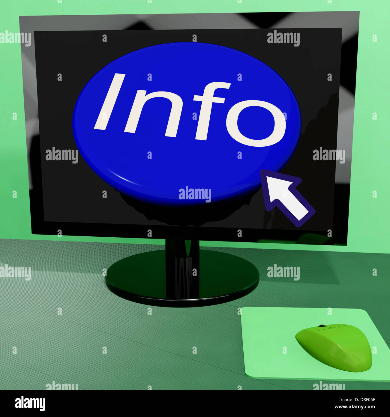 Info Button On Computer Shows Getting Information Online Stock Photo ...