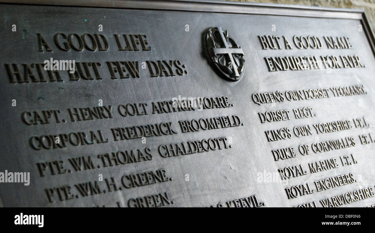 War memorial plaque in St. Peter's church bearing name of Henry Colt ...