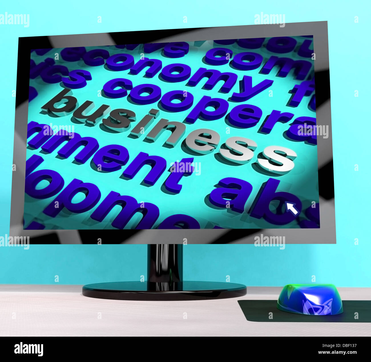 Business On Computer Showing Commerce And Trade Stock Photo - Alamy