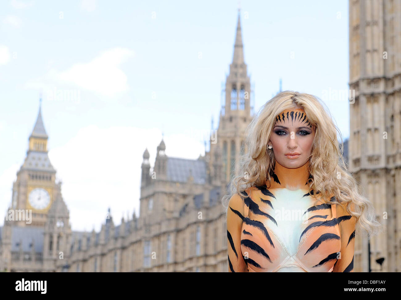 Chantelle Houghton painted as a 'Tiger Lady' to call for ban on wild ...