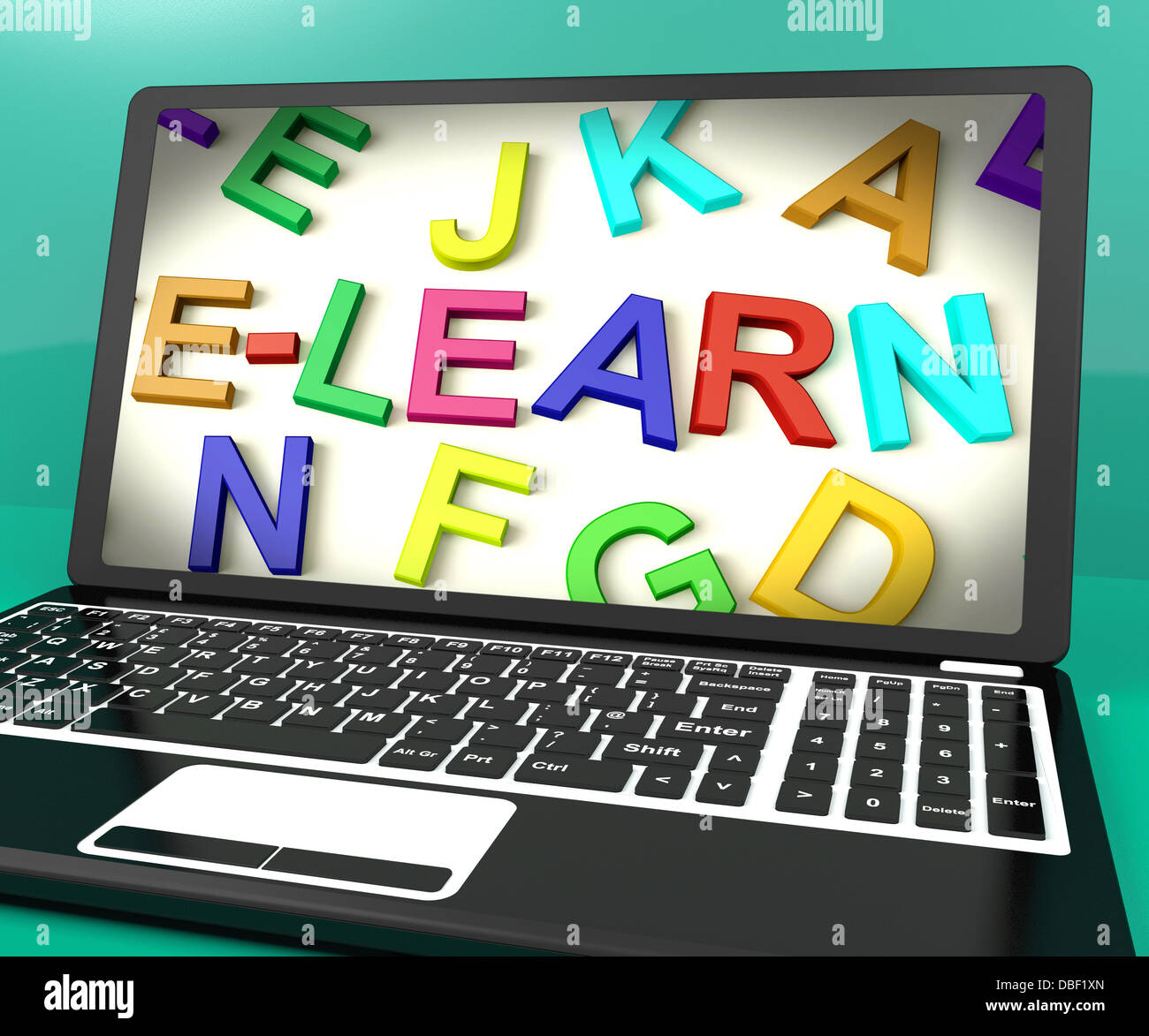 Learn Message On Computer Screen Showing Online Education Stock Photo ...