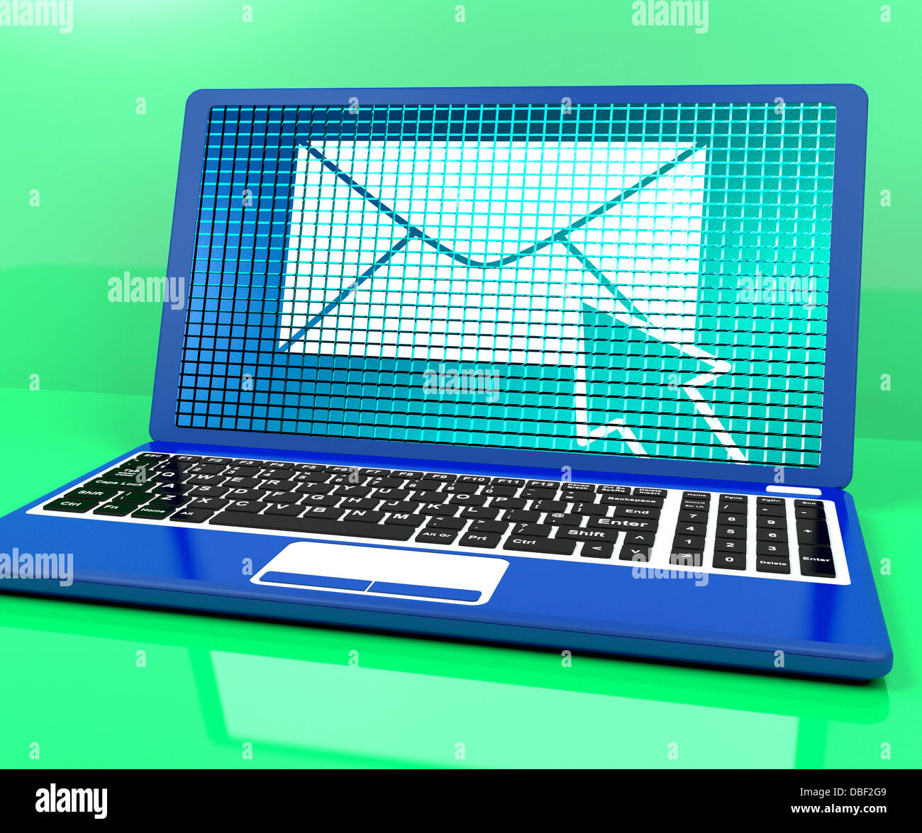 Email Icon On Laptop Showing Emailing Or Contacting Stock Photo - Alamy