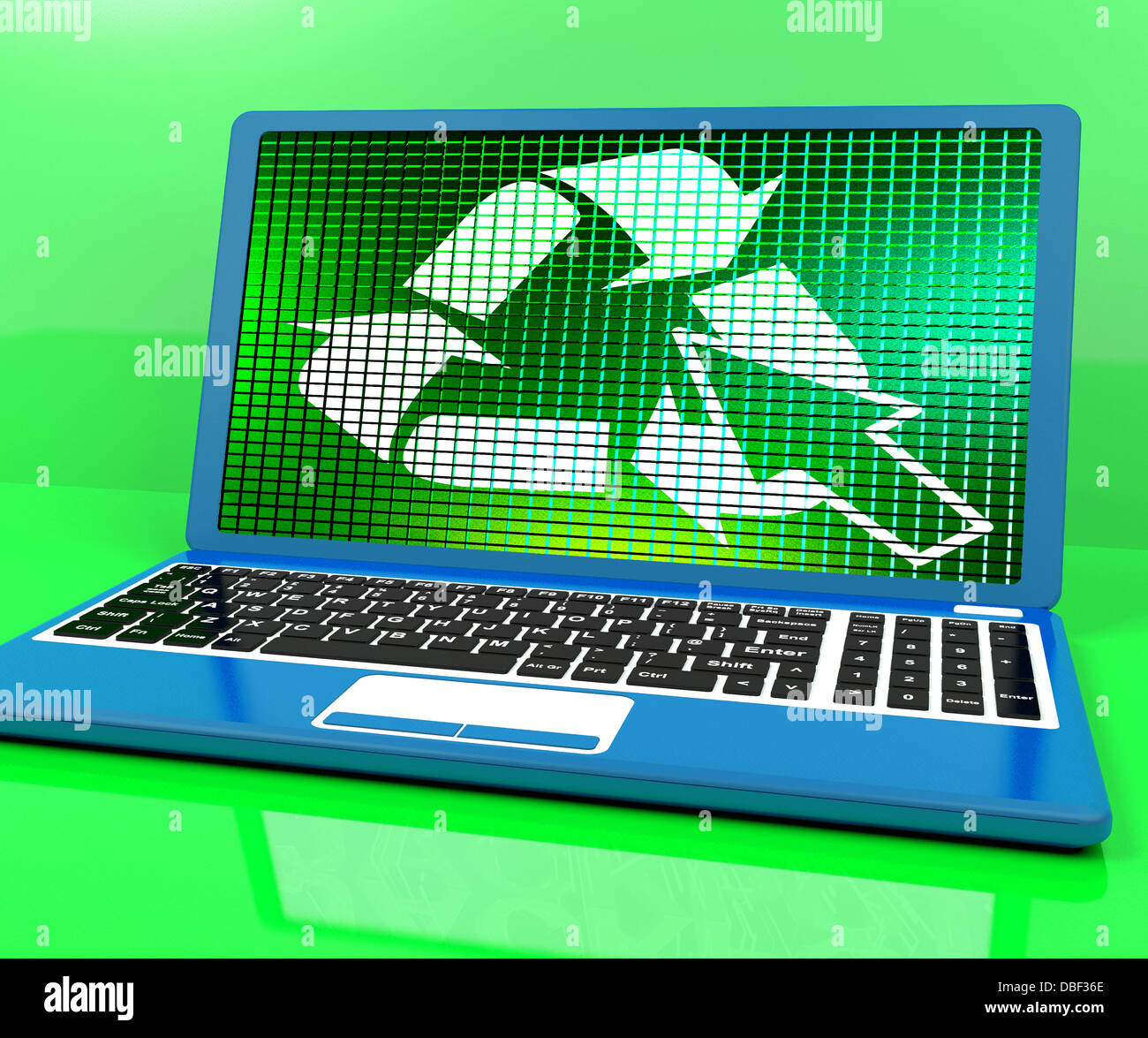Recycle Icon On Laptop Showing Recycling And Eco Friendly Stock Photo ...