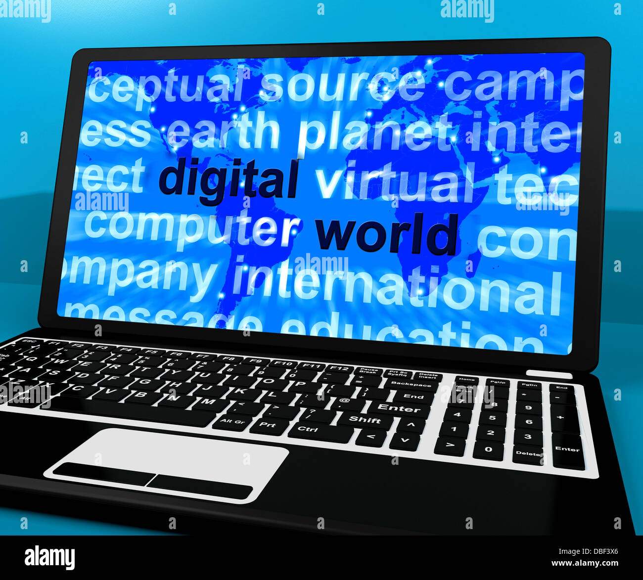 Digital World Words On Computer Showing Global Internet Stock Photo - Alamy