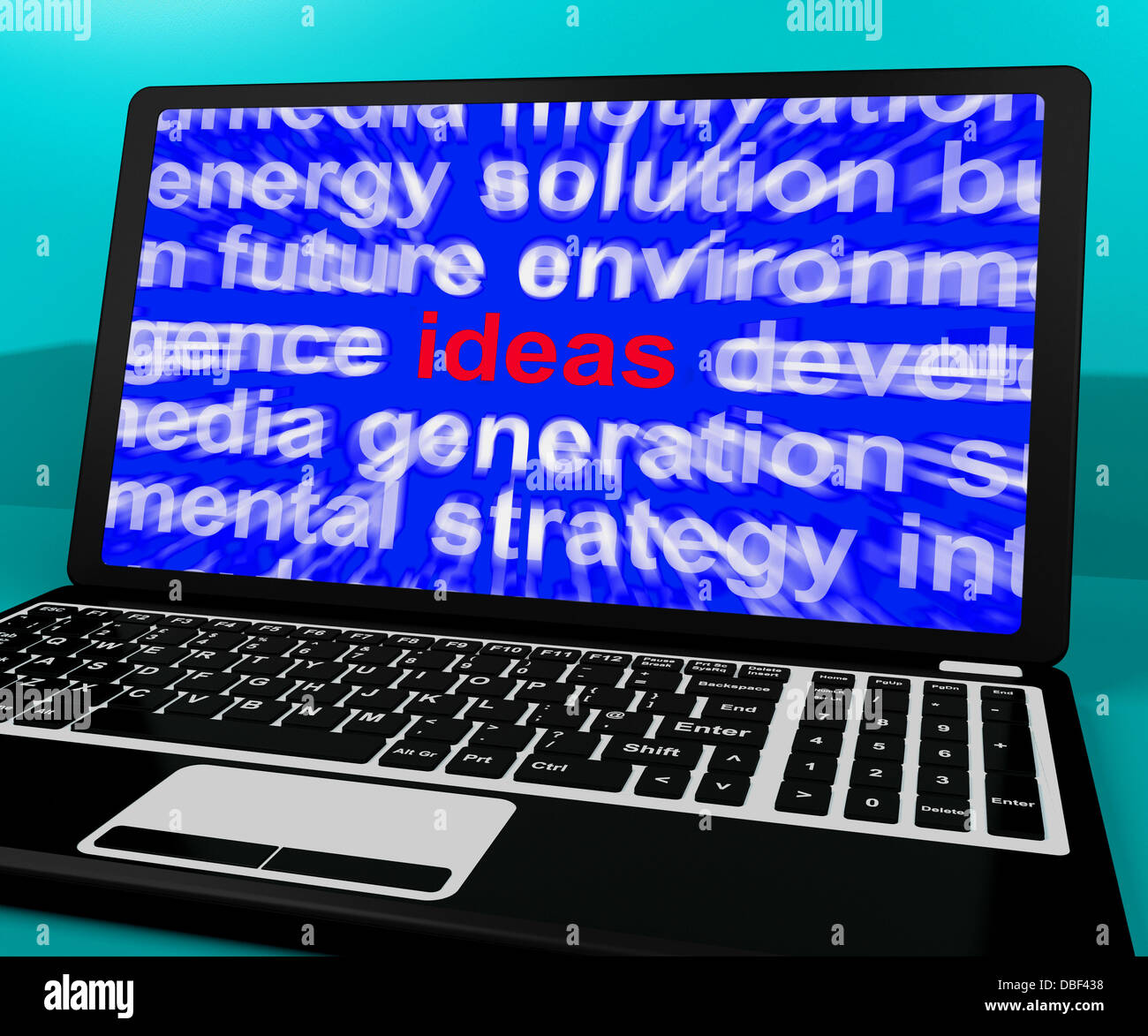 Ideas Word On Computer Screen Showing Creativity Stock Photo - Alamy