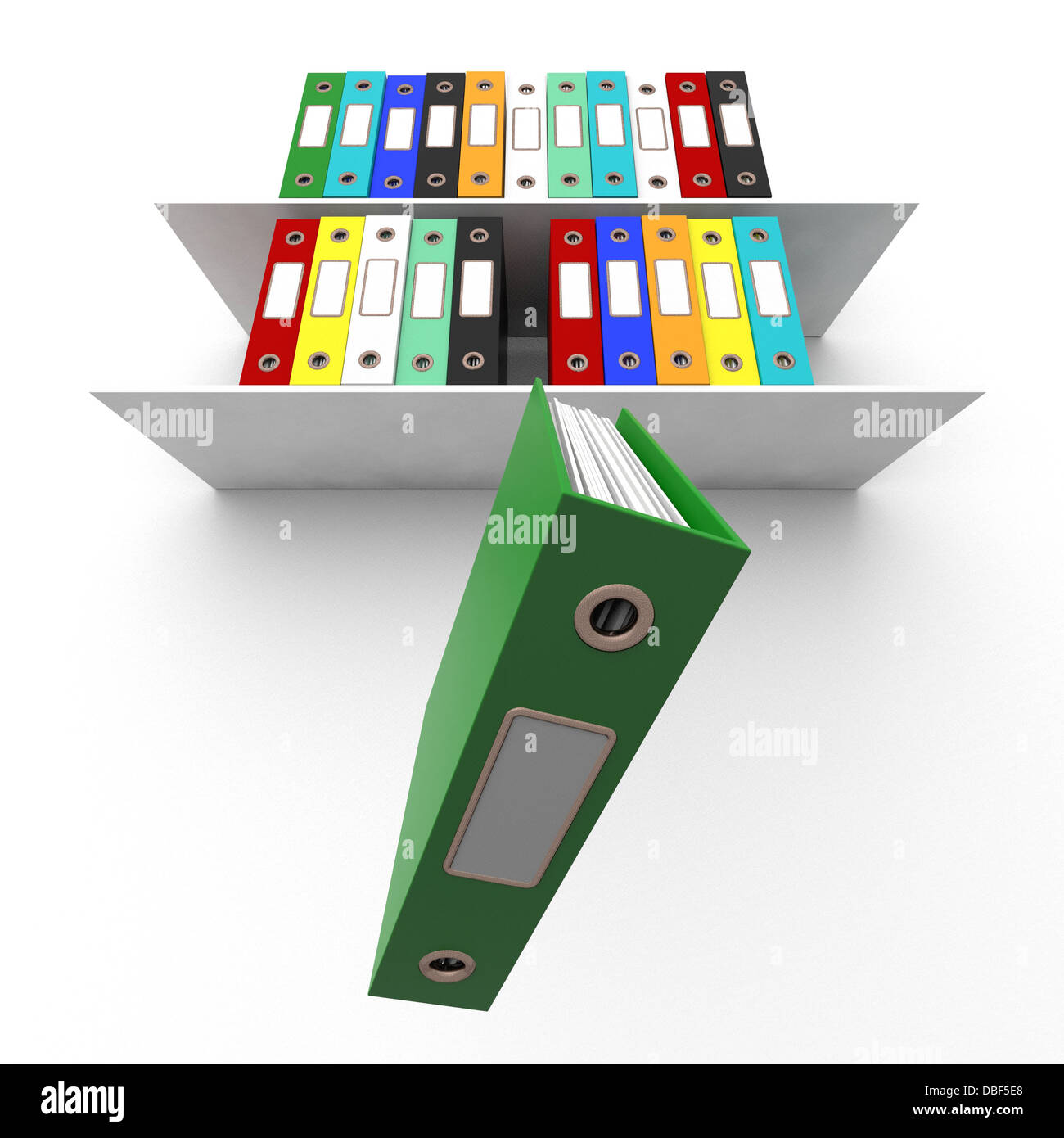 Shelves Of Files With One Falling For Getting Office Organized Stock ...