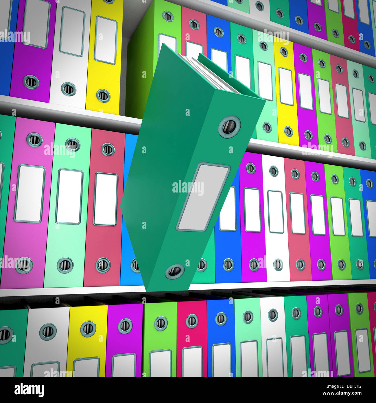 Shelves Of Files With One Falling For Getting Paperwork Organize Stock ...