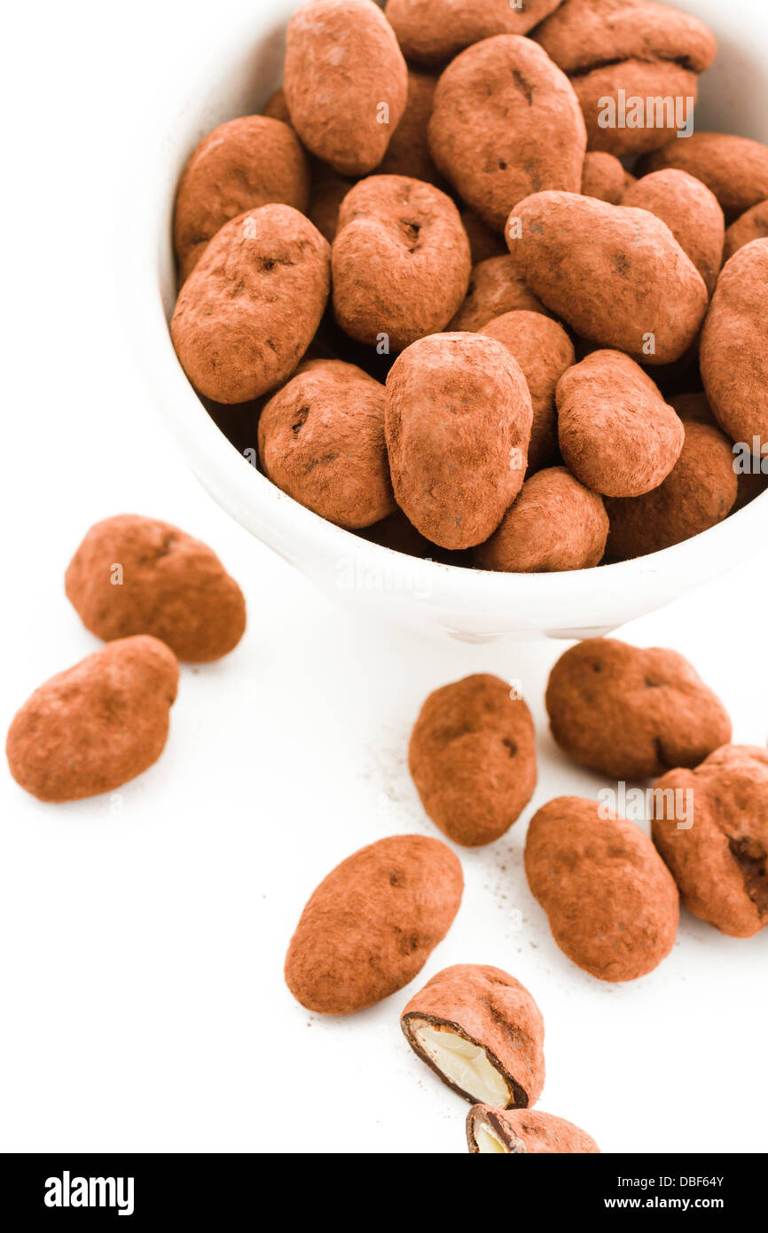 Chocolate covered almonds rolled in cocoa powder Stock Photo - Alamy