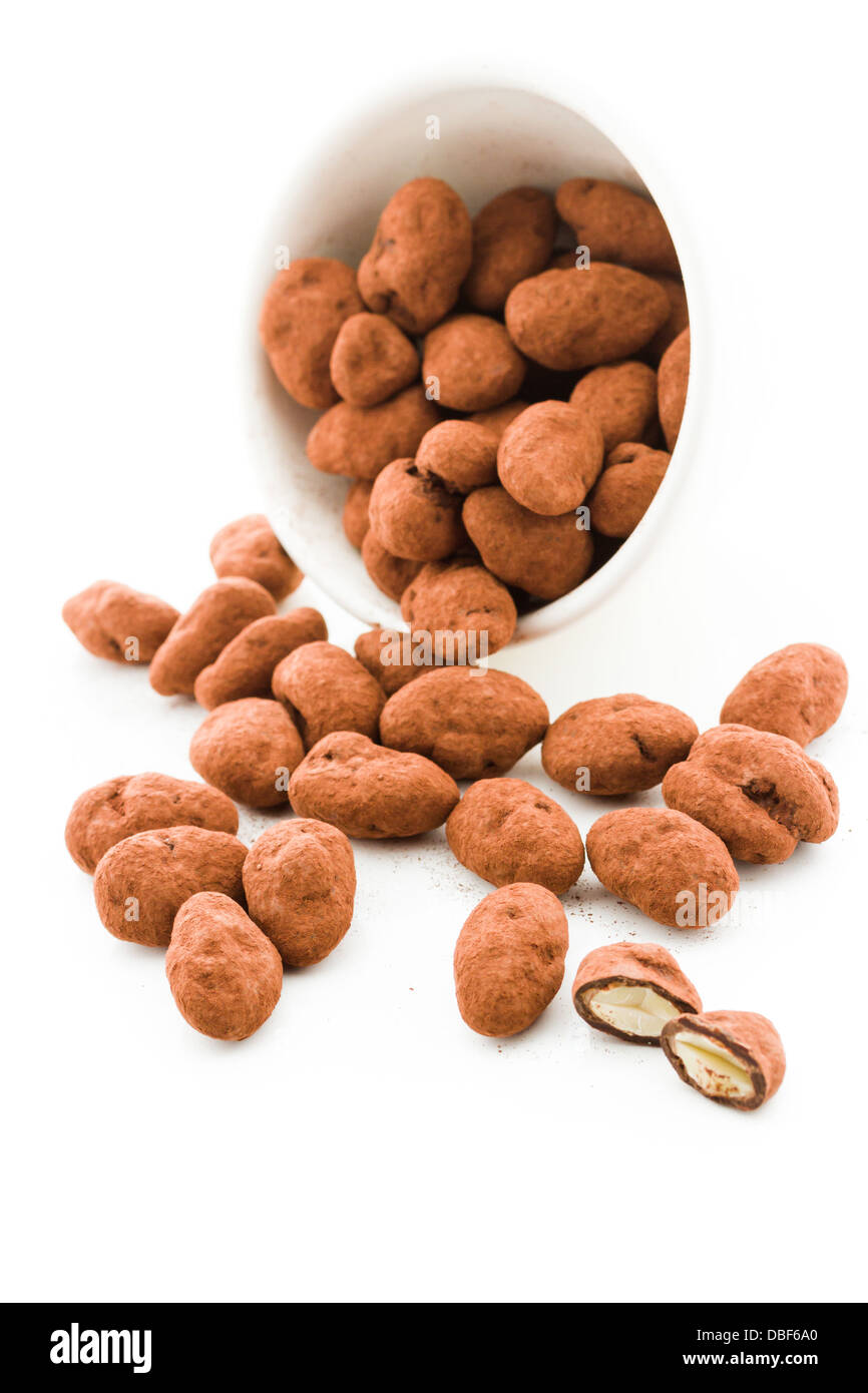 Chocolate covered almonds rolled in cocoa powder Stock Photo - Alamy