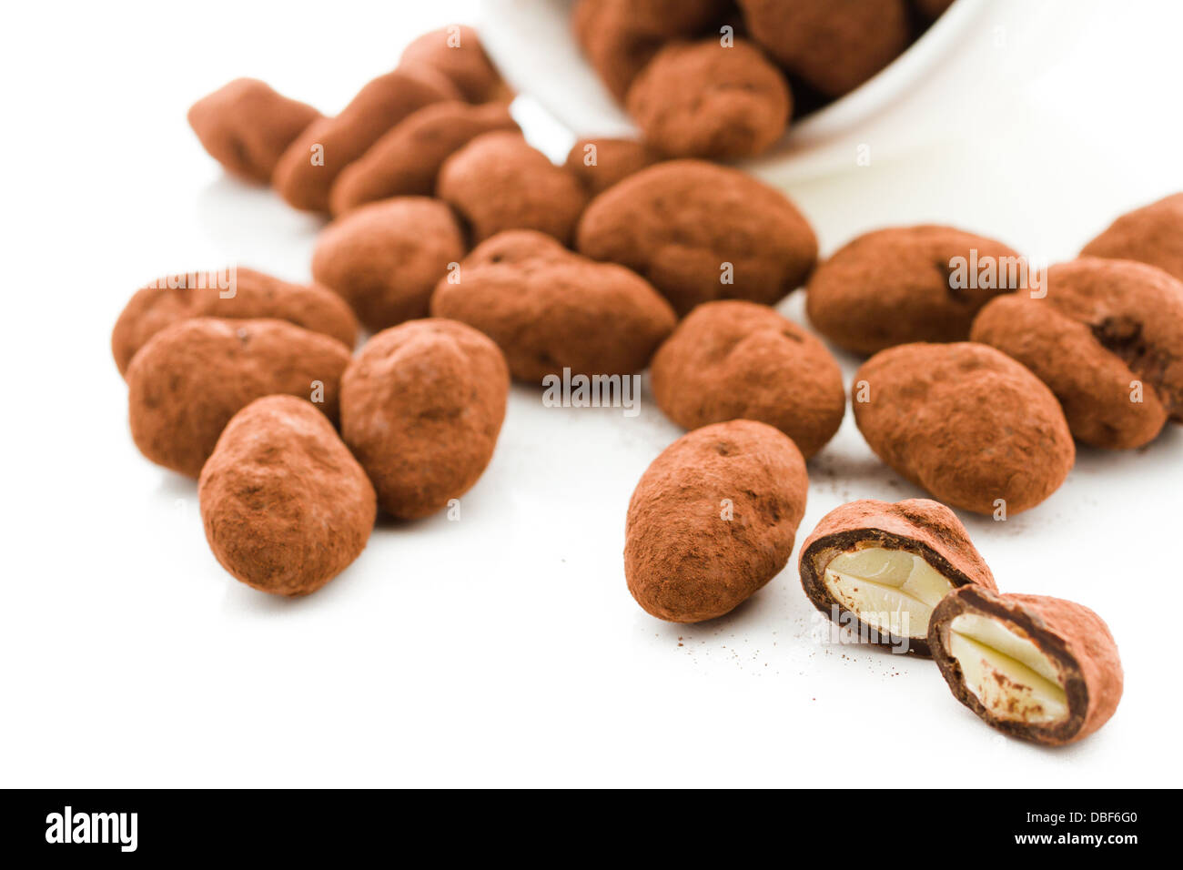 Chocolate covered almonds rolled in cocoa powder Stock Photo - Alamy
