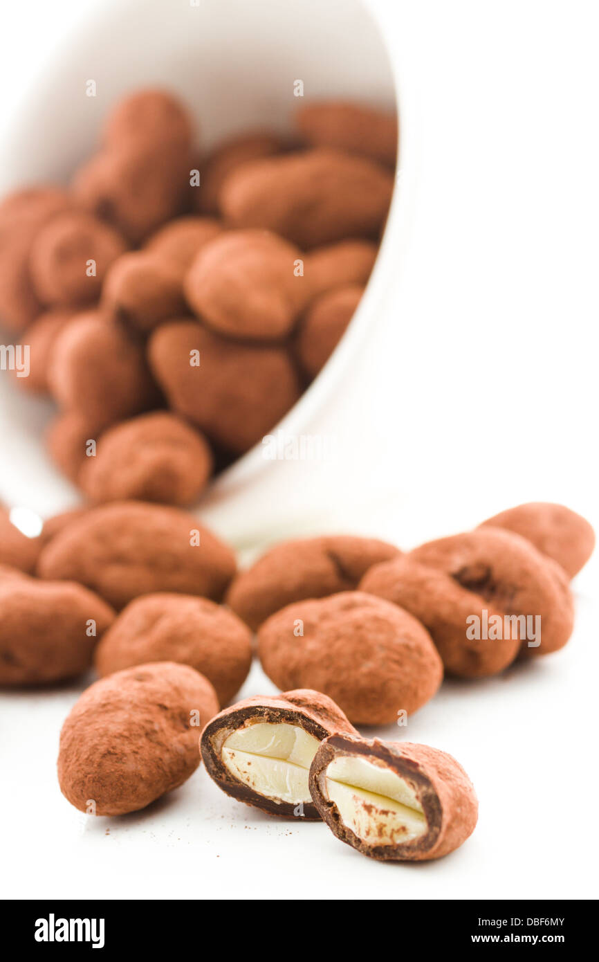 Chocolate covered almonds rolled in cocoa powder Stock Photo - Alamy
