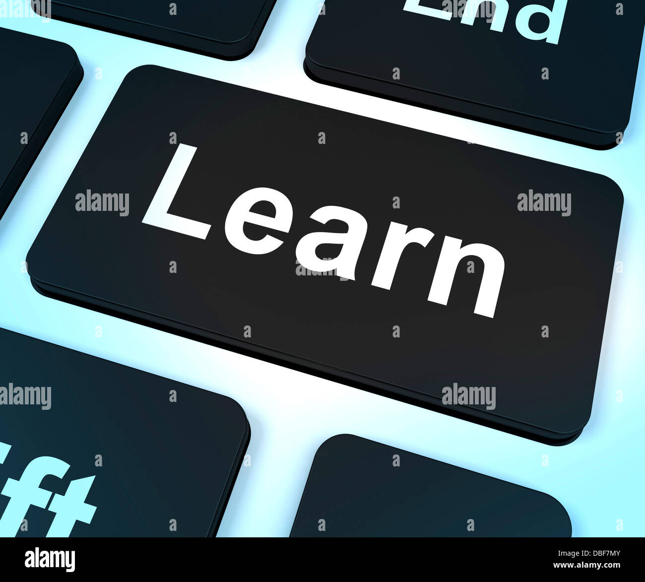 Learn Computer Key Showing Learning And Studying Stock Photo - Alamy