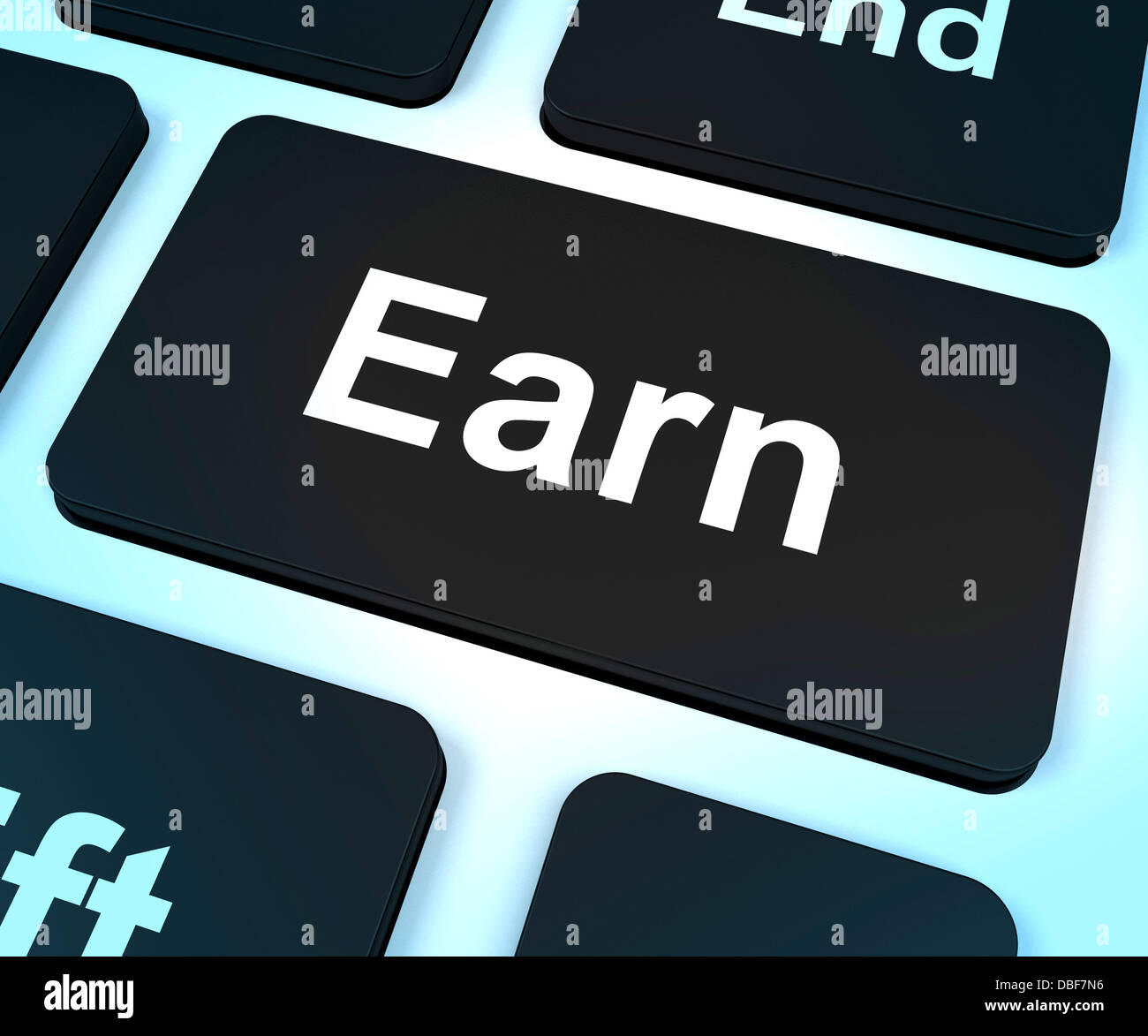 Earn Computer Key Showing Working And Earning Stock Photo - Alamy