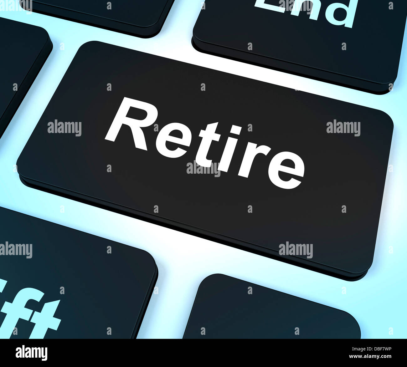 Retire Key Shows Retirement Planning Online Stock Photo - Alamy