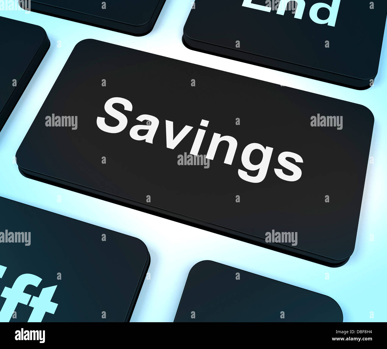 Savings Computer Key Representing Growth And Investment Stock Photo - Alamy